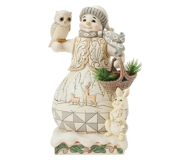 JIM SHORE Heartwood Creek Woodland Snowman With Basket Fig 5 - One-color