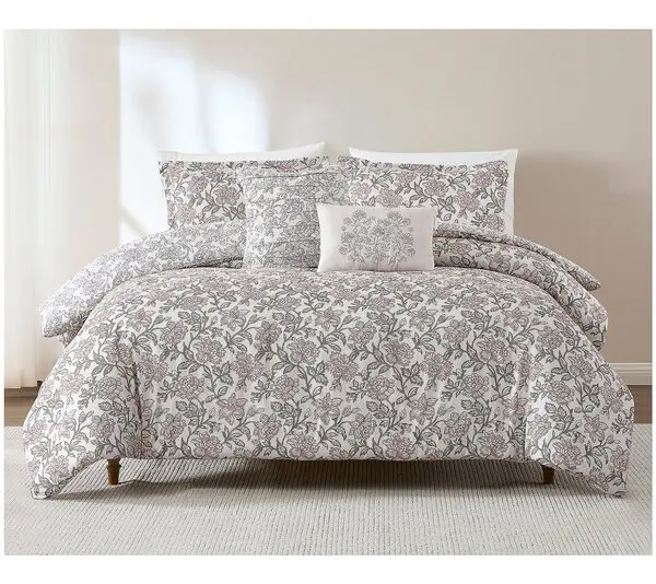 LUSH DECOR Zara Floral Block Reversible Comfort Er 5pc Set F/q - One-color