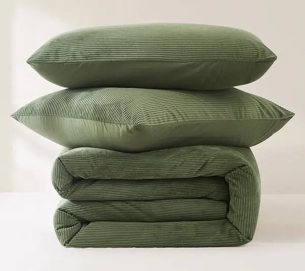 LUSH DECOR Arden Ribbed Corduroy Comforter 3pc T Full/queen