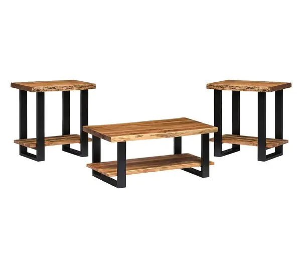 ALATERRE FURNITURE Alpine Natural Live Edge 2-s Helf End Tables - One-color