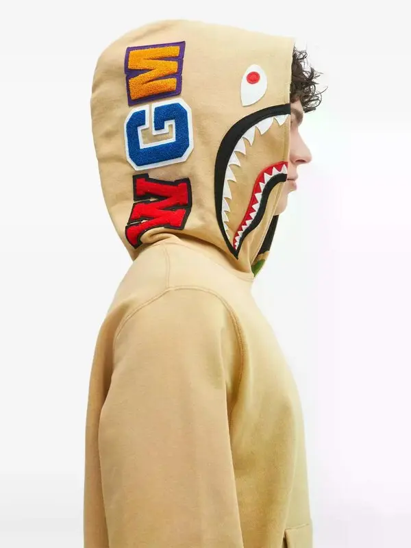 A BATHING APE Shark-motif Hoodie - Neutrals
