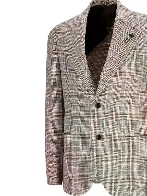 LARDINI Checked Two-button Jacket - Neutrals