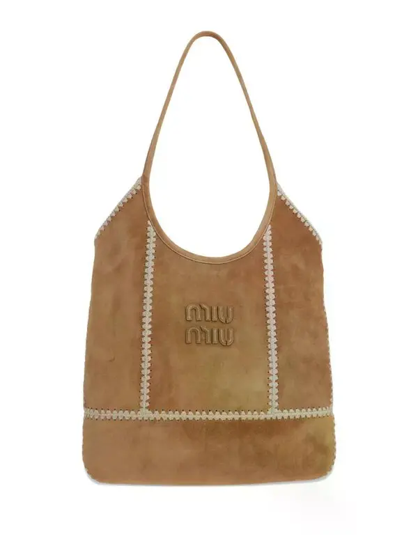 Miu Miu Suede Crochet Patchwork Tote