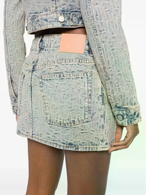 Acne Studios Monogram-jacquard Low-rise Denim Skirt