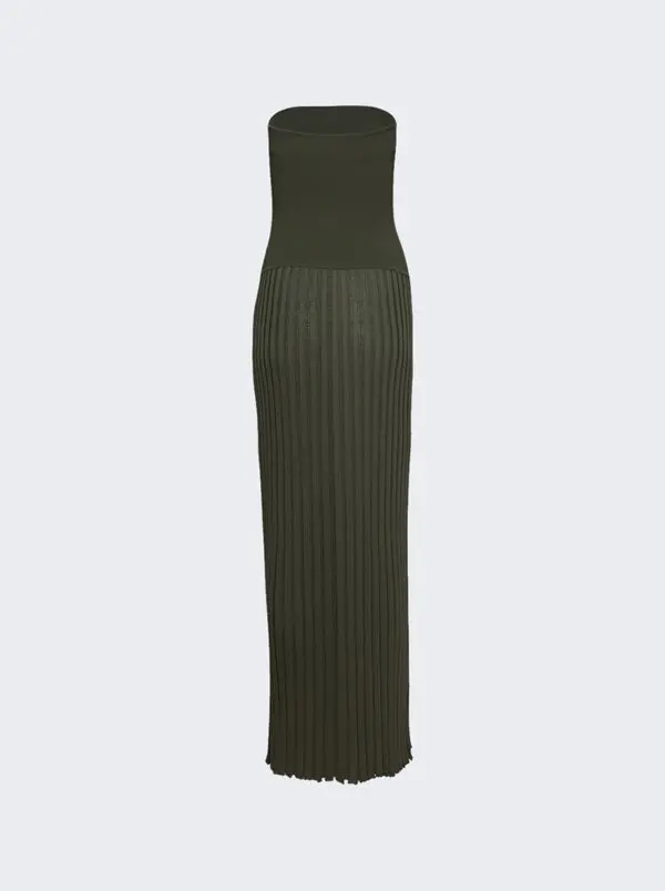 Christopher Esber Slashed Knit Strapless Maxi Dress - Green