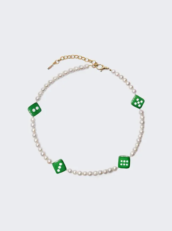 VEERT Pearl And Dice Necklace - Green