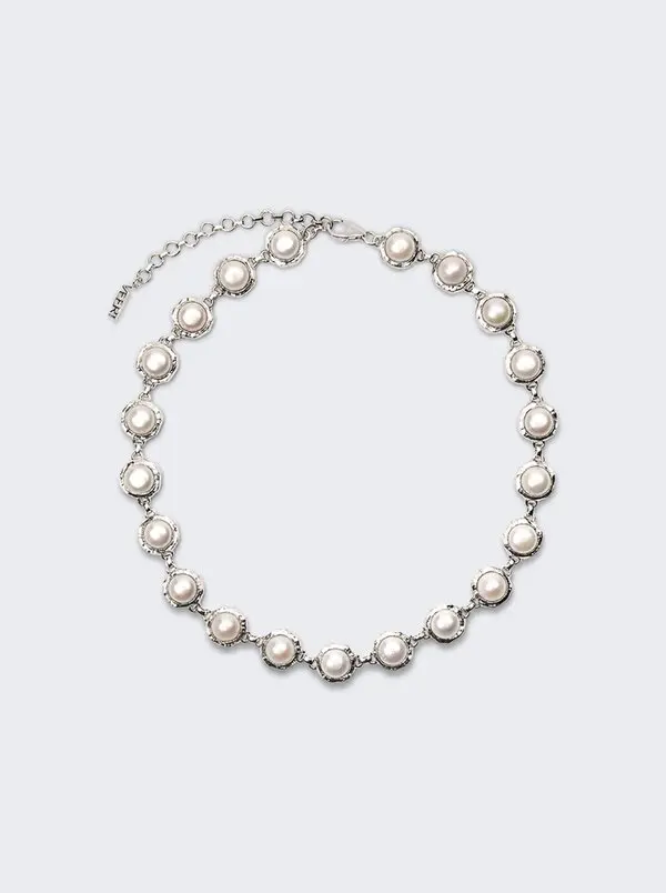 VEERT Pearl Circle Necklace - White Gold