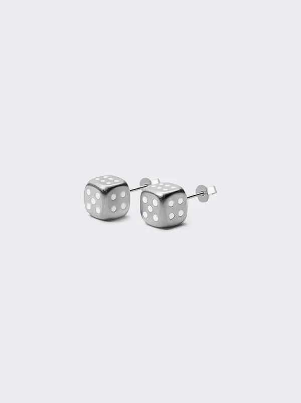 VEERT Dice Earring Pair - White Gold