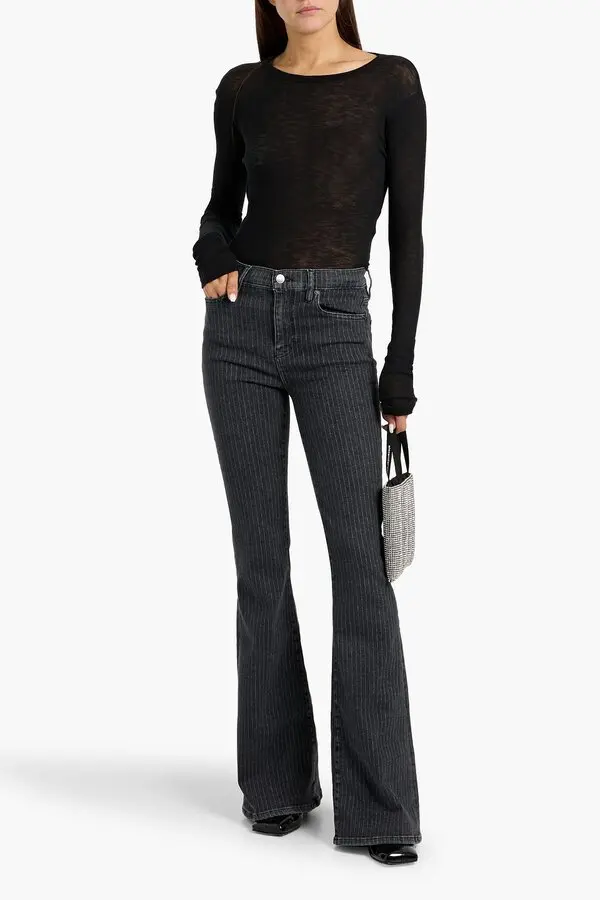 FRAME Le High Flare Pinstriped Jeans