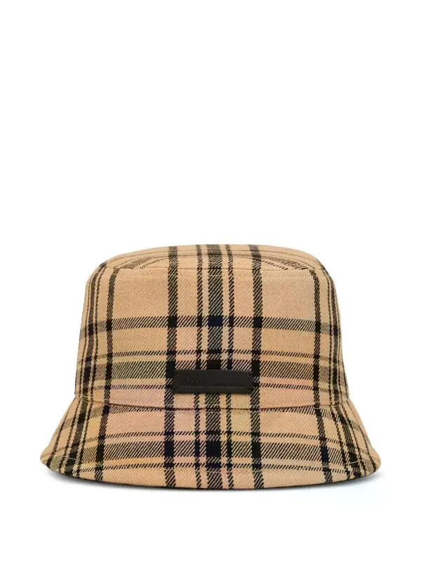 Ami Checked Wool Bucket Hat - Brown