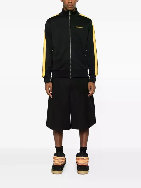 Palm Angels Stripe-detail Zip-up Sweatshirt - Black