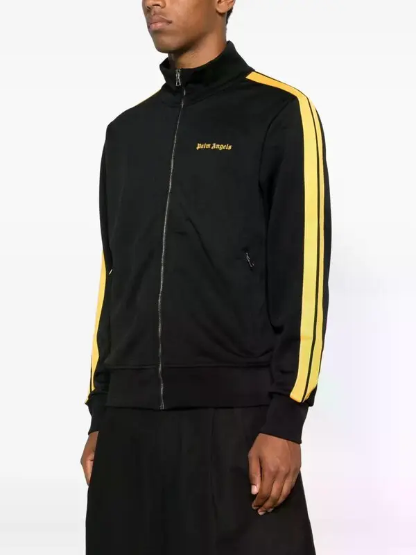 Palm Angels Stripe-detail Zip-up Sweatshirt - Black
