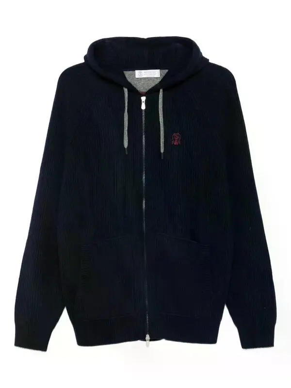 Brunello Cucinelli Zip-up Hooded Cardigan - Blue