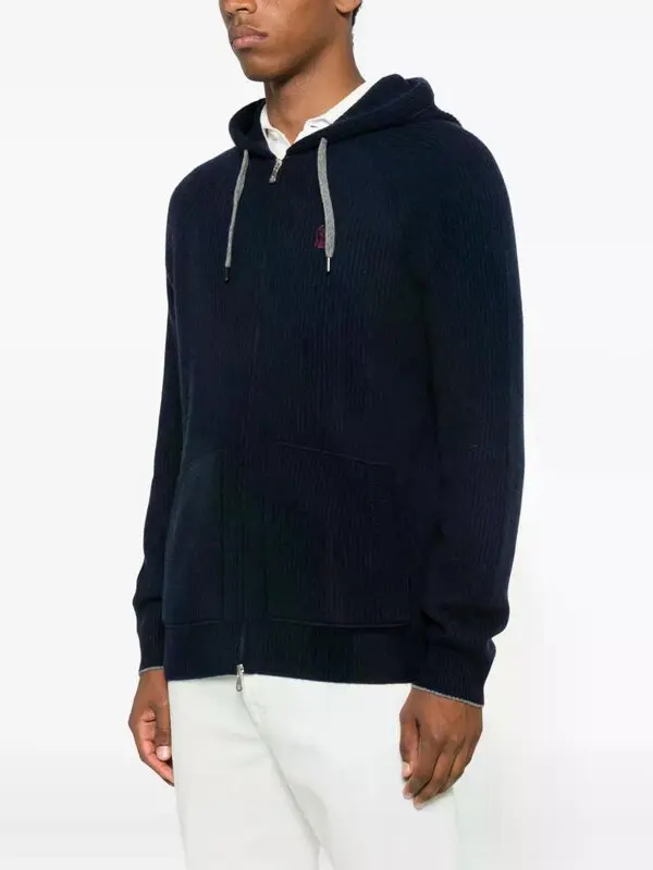 Brunello Cucinelli Zip-up Hooded Cardigan - Blue