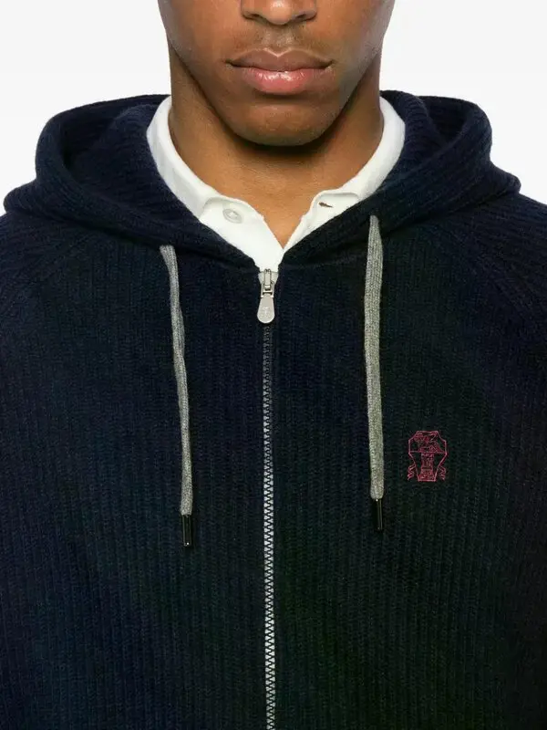 Brunello Cucinelli Zip-up Hooded Cardigan - Blue