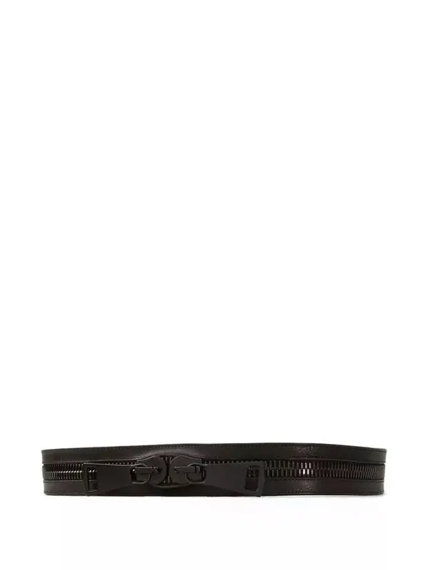 Ronald Pineau Zipper Leather Belt - Black