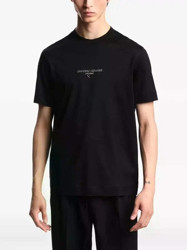 Emporio Armani Logo-embroidered T-shirt - Black