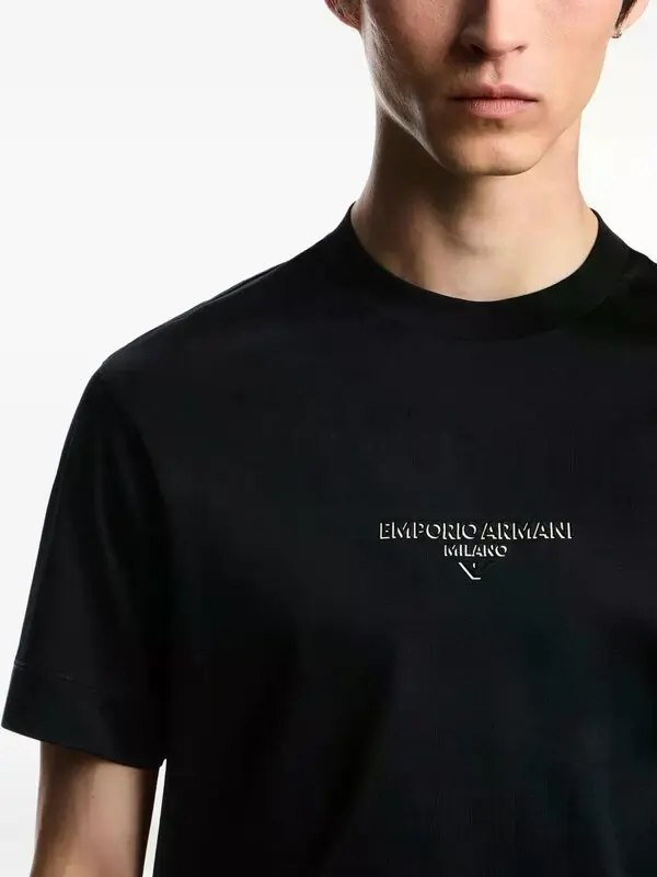 Emporio Armani Logo-embroidered T-shirt - Black