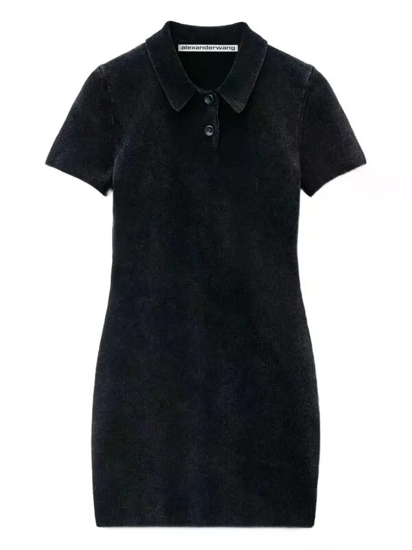 Alexander Wang Ribbed Polo Dress - Black
