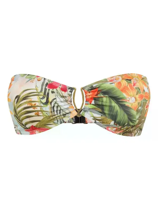 LYGIA & NANNY Floral-print Bandeau Bikini Top - White