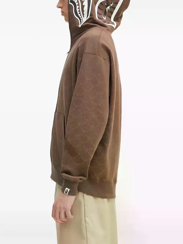 A BATHING APE College Monogram Shark-motif Zip-up Hoodie