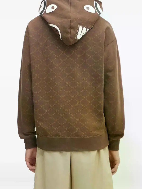 A BATHING APE College Monogram Shark-motif Zip-up Hoodie