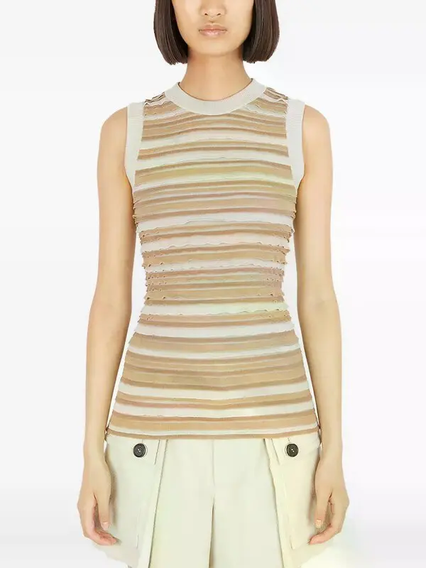 DURAZZI MILANO Striped Ruffled Tank Top