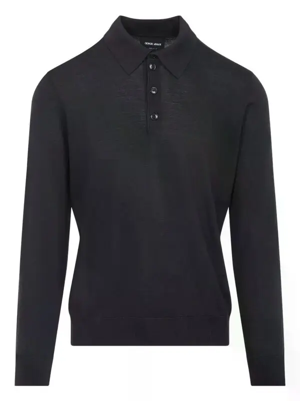 Giorgio Armani Wool Polo Shirt - Black