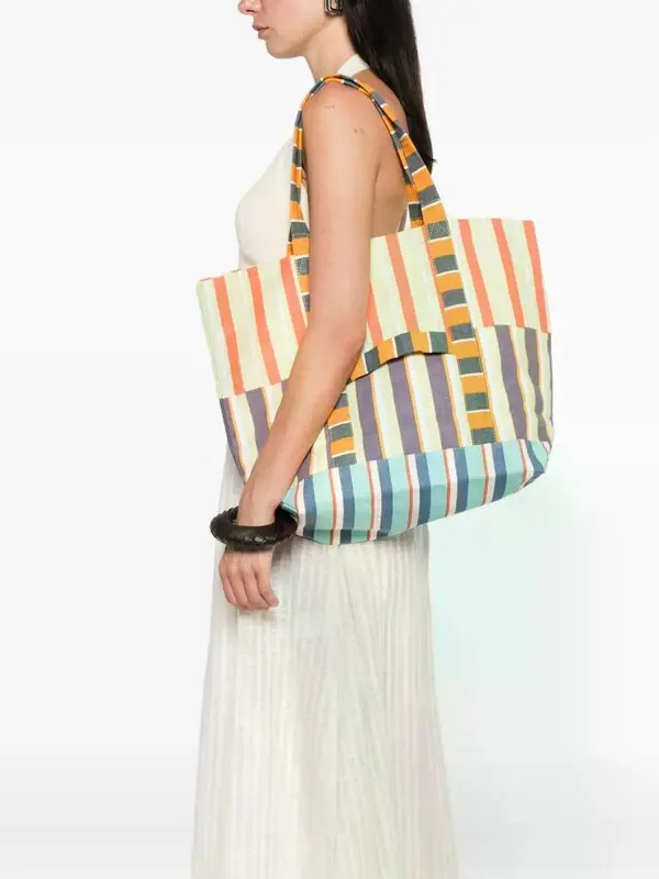 ÉPICE Striped Panel Tote Bag