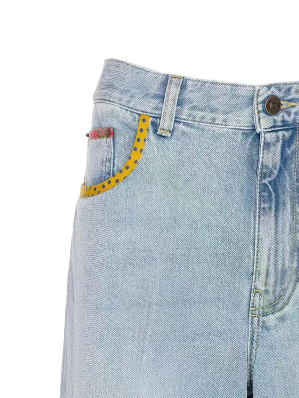 Valentino Garavani Floral-hem Embroidered Jeans - Blue