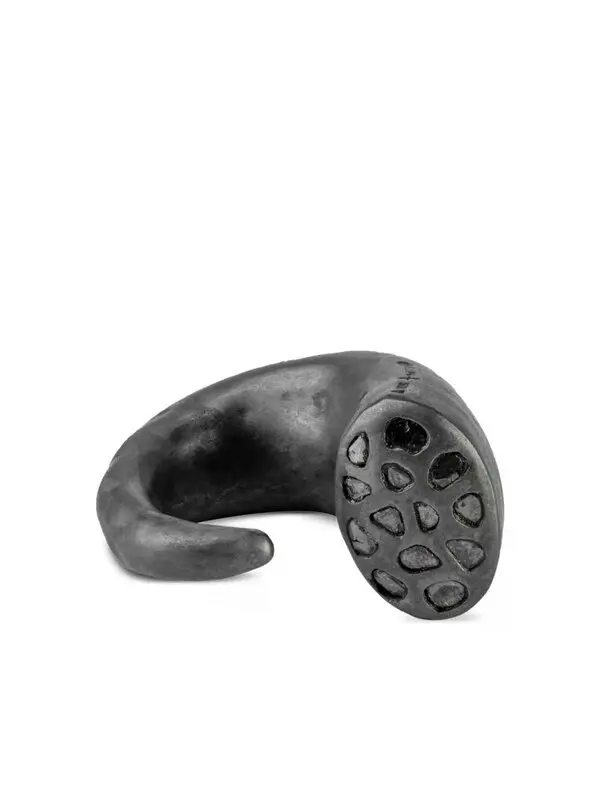 PARTS OF FOUR Oxidised Silver Giant Horn Diamond Ring - Black