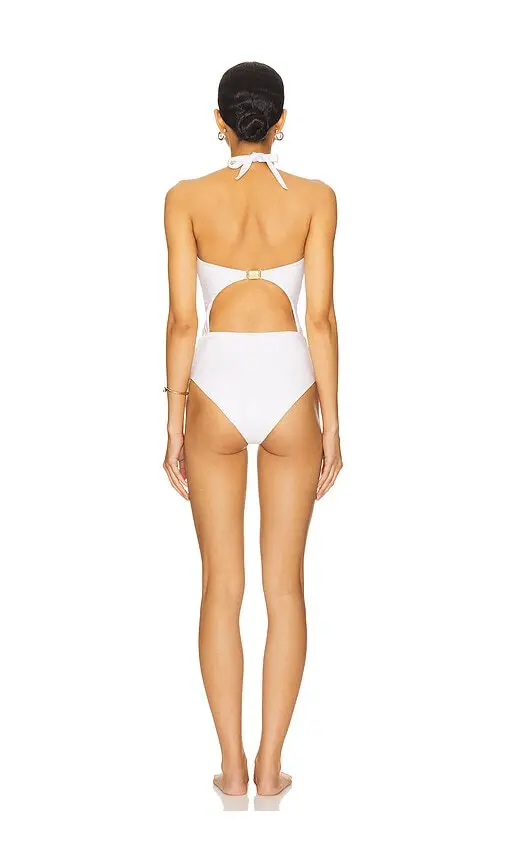 CIN CIN Diamond Orchid Cut Out One Piece Swimsuit - Pearl