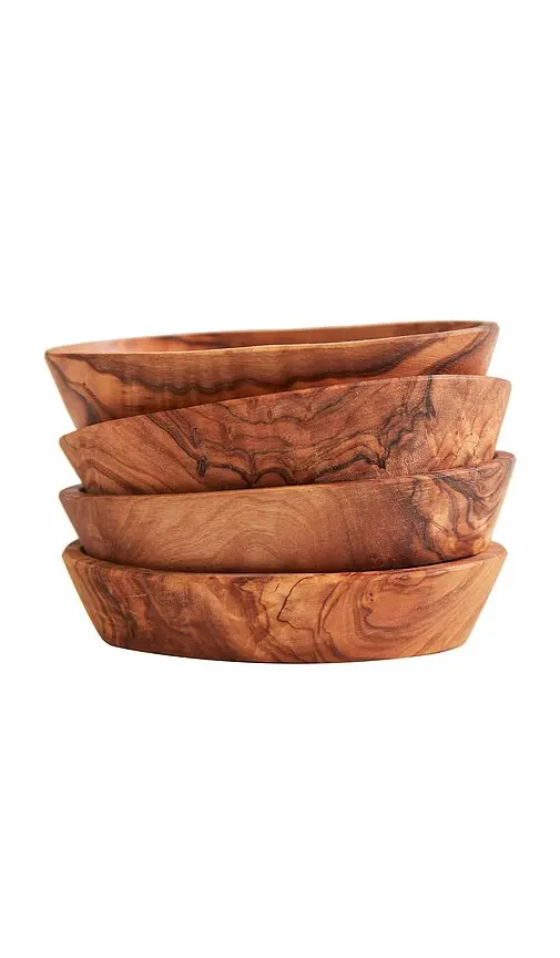VERVE CULTURE Set Of 4 Olivewood Aperitivo Bowls - Brown