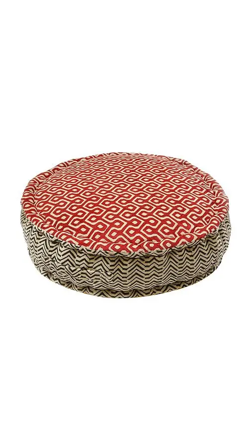 VERVE CULTURE Meditation Cushion Round In Red - Red & Yellow