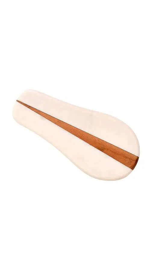 VERVE CULTURE Marble Spoon Rest In Neutral - White & Brown