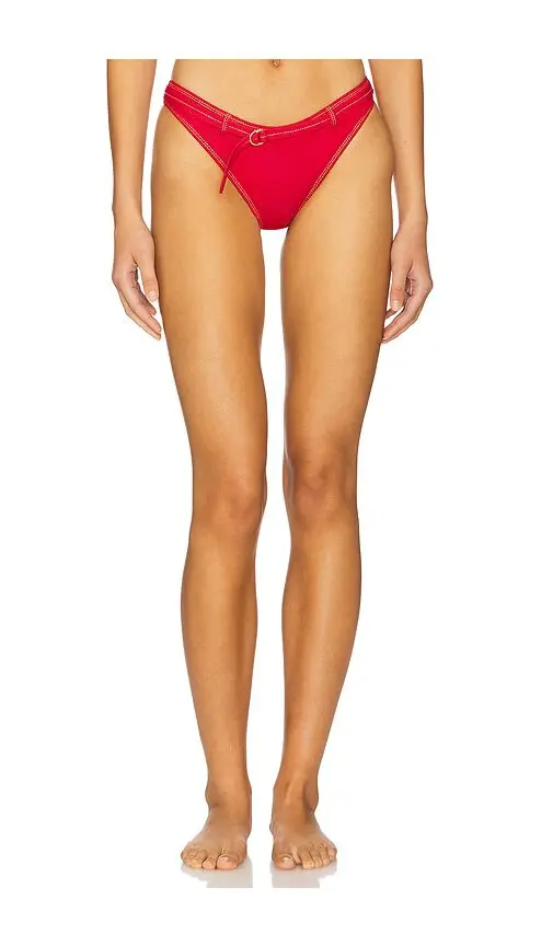 Frankies Bikinis Ranger Denim Bikini Bottom - Red Denim