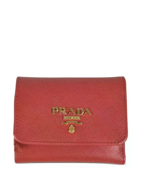 Prada Logo-plaque Wallet - Red