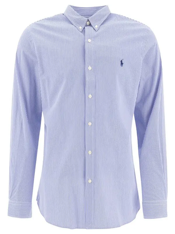 Ralph Lauren Striped Stretch Poplin Shirt - Blue