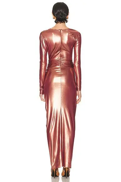 Lapointe Coated Jersey Asymmetric Draped Sarong Dress