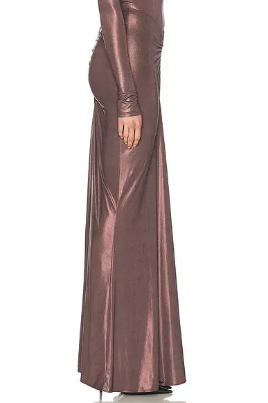 Lapointe Coated Jersey Ruched Maxi Skirt - Mocha