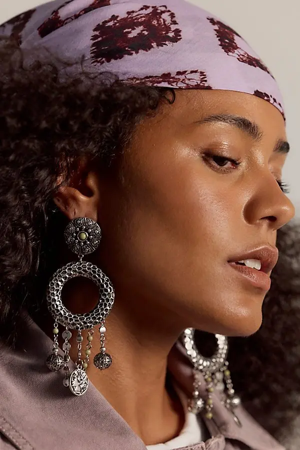 Free People Florence Dangle Earrings - Silver/sage