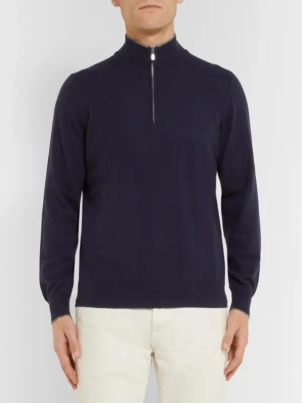 Brunello Cucinelli Cashmere Half-zip Sweater - Blue
