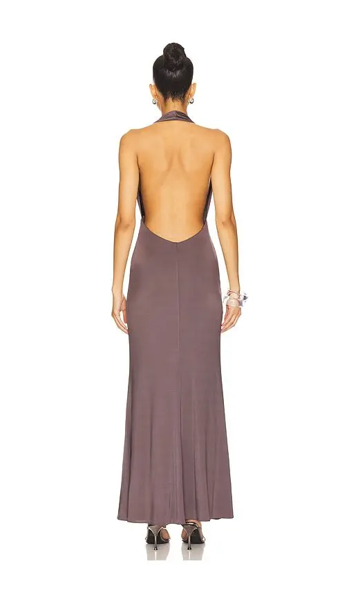 Lapointe Lightweight Jersey Deep Cowl Neck Gown - Brown