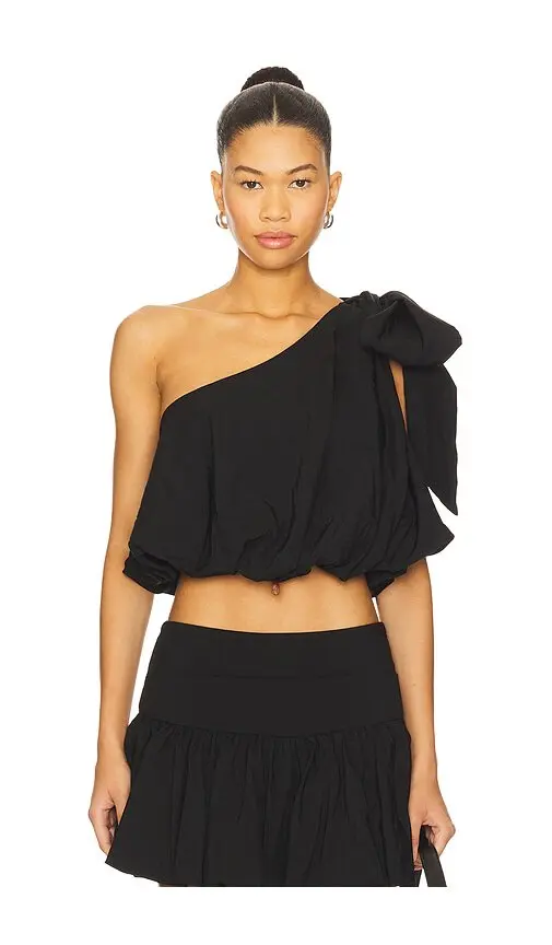 MORE TO COME Lara Asymmetrical Top - Black