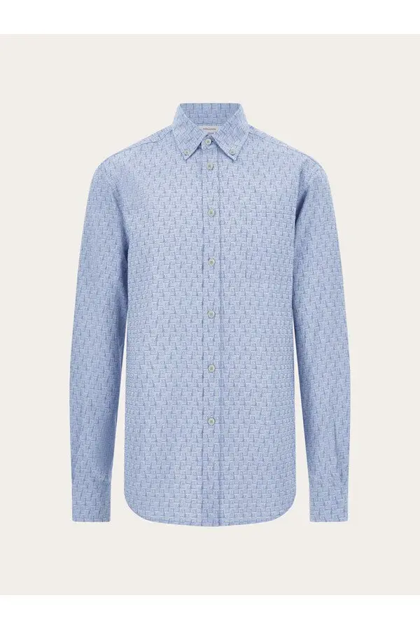 FERRAGAMO Monogram Shirt - Blue