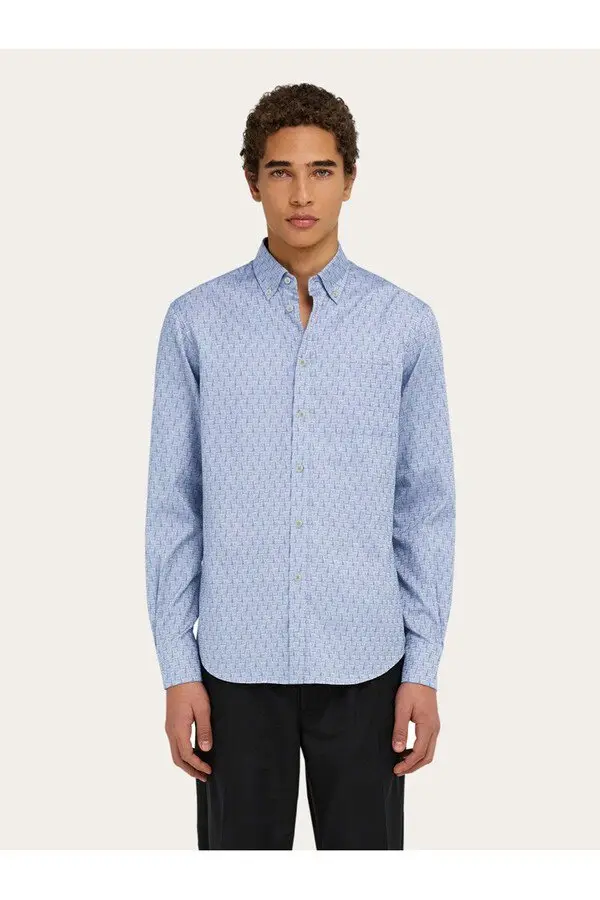 FERRAGAMO Monogram Shirt - Blue