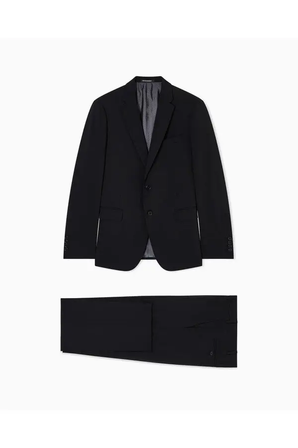 Emporio Armani Single-breasted Light Wool Suit With Micro Design