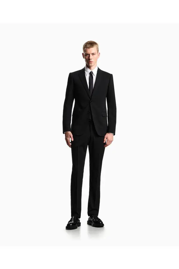 Emporio Armani Single-breasted Light Wool Suit With Micro Design