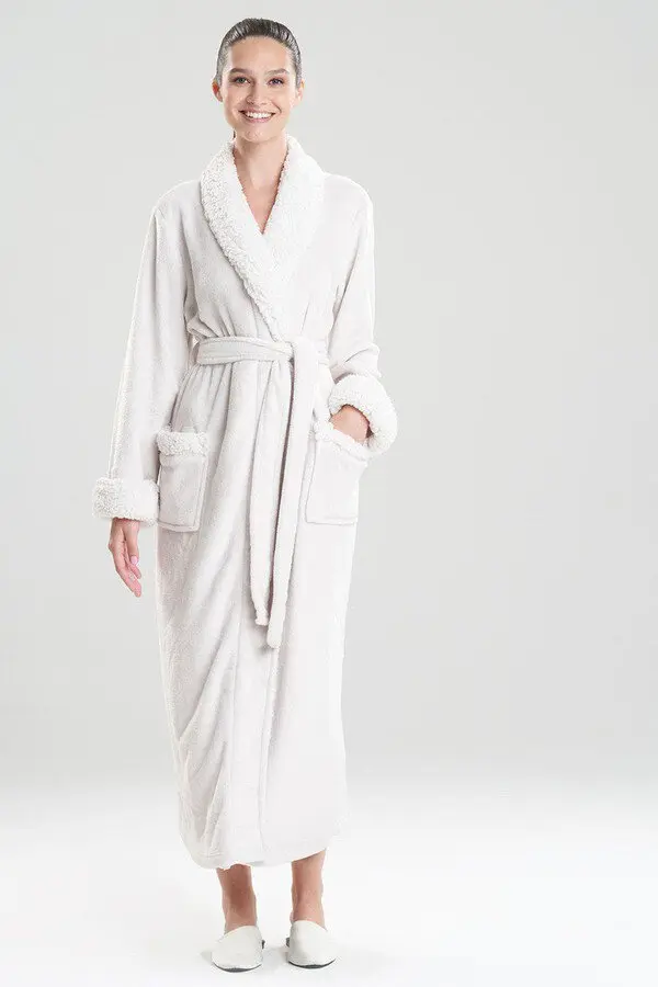 Natori Plush Sherpa Robe - Neutral / White