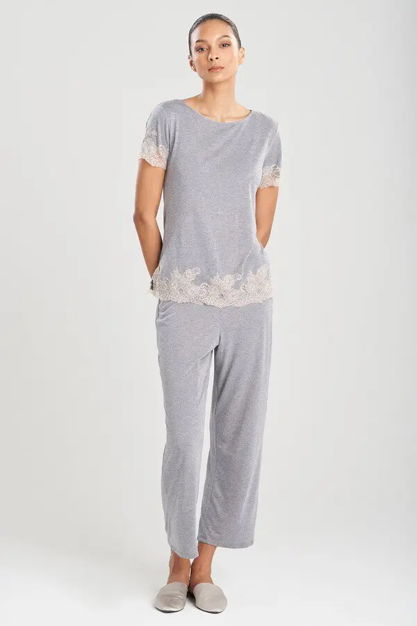 Natori Luxe Shangri-la Tencel Short Sleeve Pj Basics - Grey